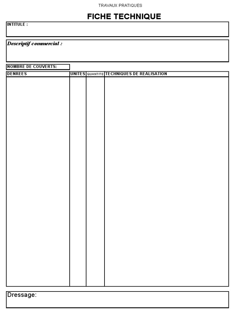 Fiche Technique Vierge | PDF