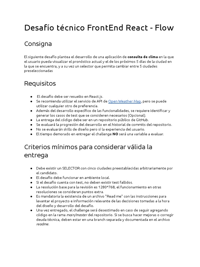 Desafio Tecnico FrontEnd React - Flow | PDF