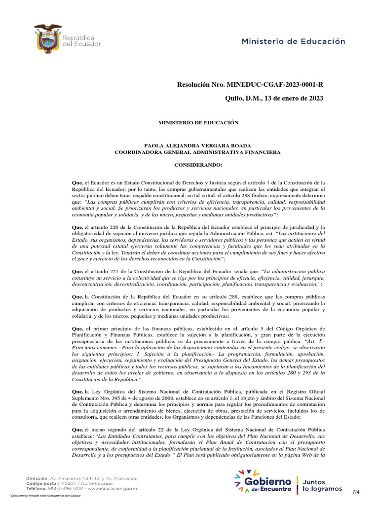 Mineduc Cgaf 2023 0001 R | PDF | Presupuesto | Administración Pública