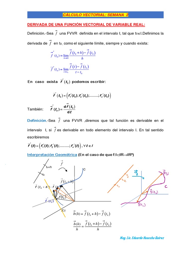 Semana 2 - Calculo Vectorial Derivada e Integracion (Con Propiedades) de FVVR) | PDF | Vector ...