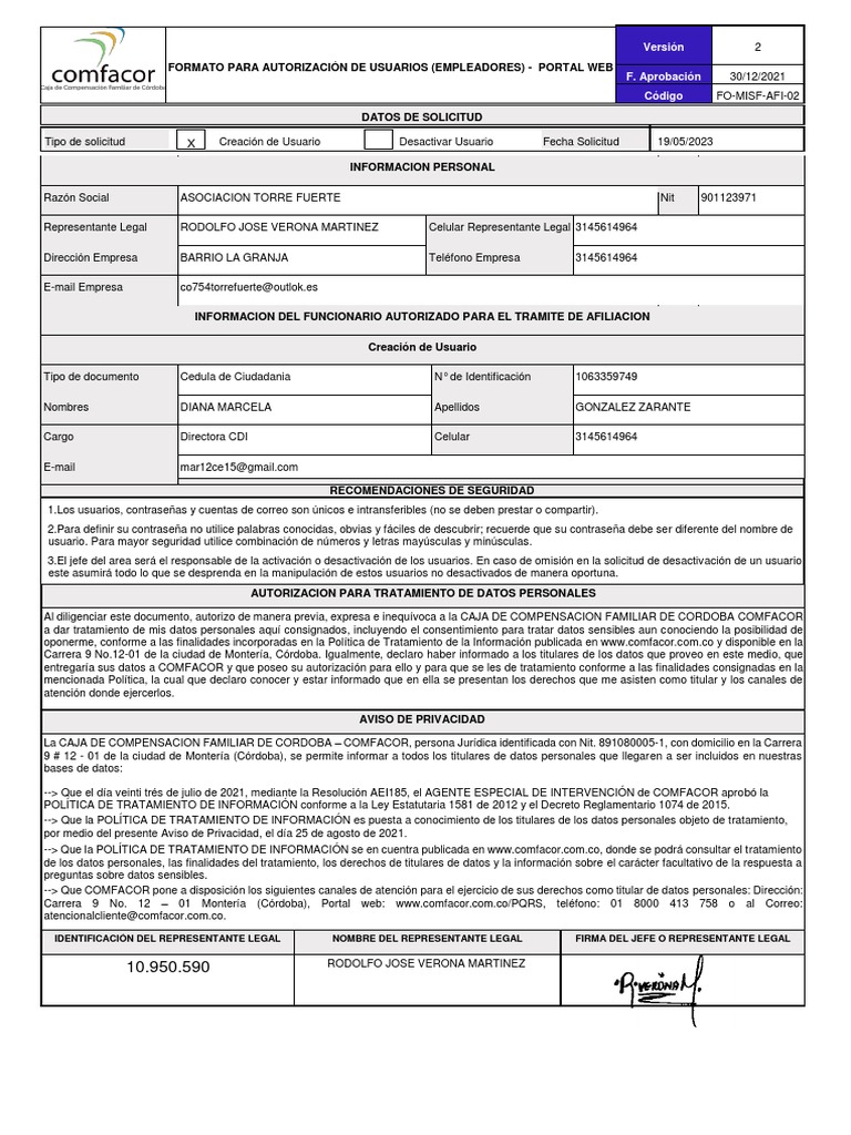 COMFACOR | PDF | Contraseña