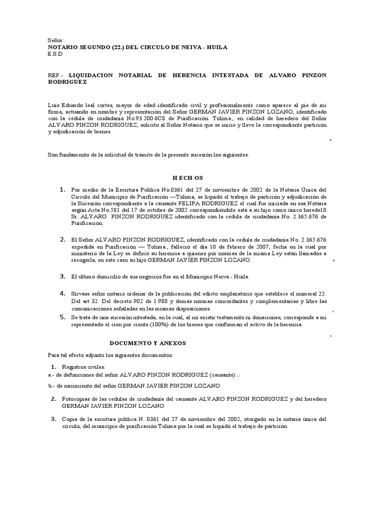 Notario Segundo (22.) Del Circulo de Neiva - Huila | PDF | Herencia | Justicia