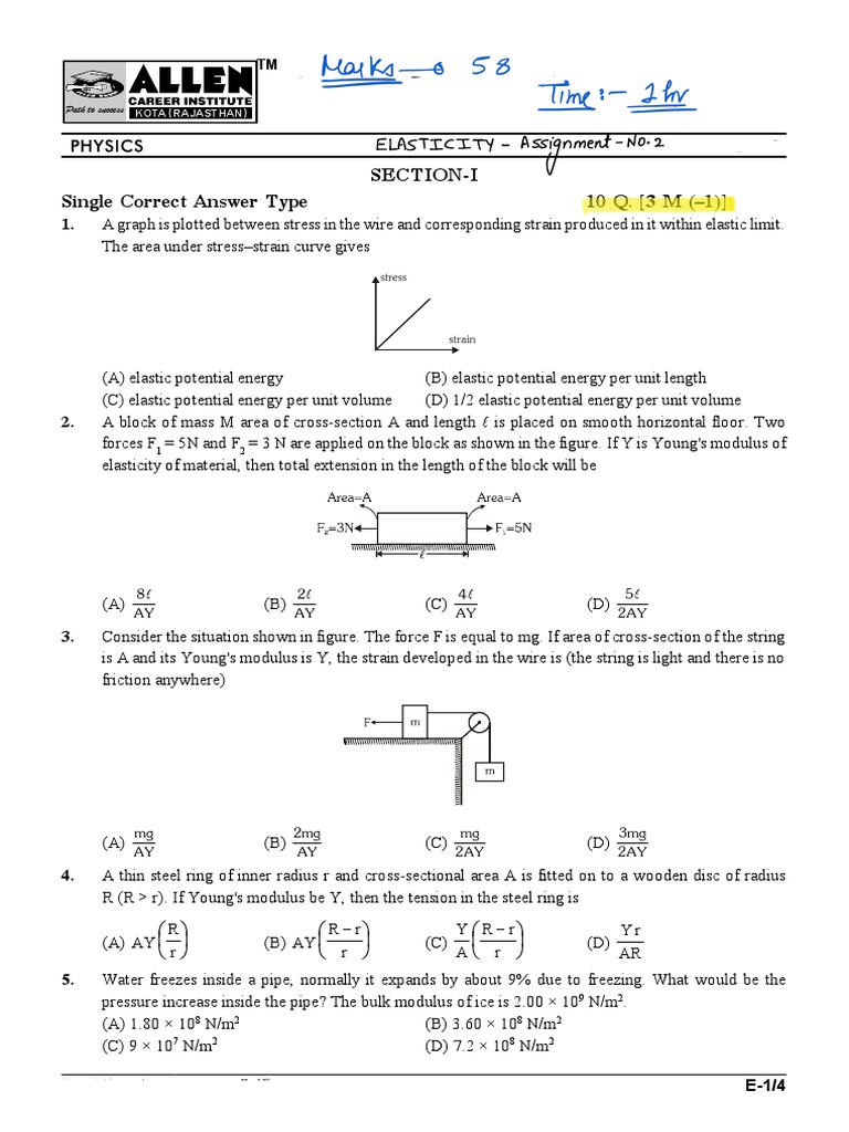 Elasticity Assignment | Download Free PDF | Elasticity (Physics) | Stress (Mechanics)
