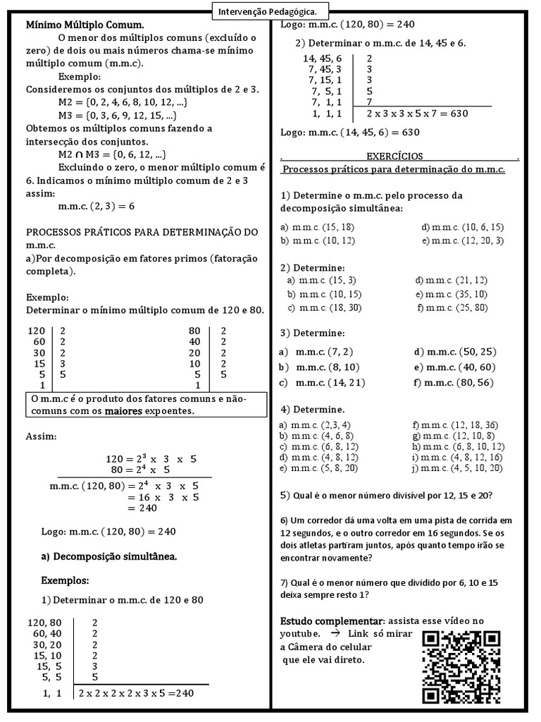Mínimo Múltiplo Comum | PDF