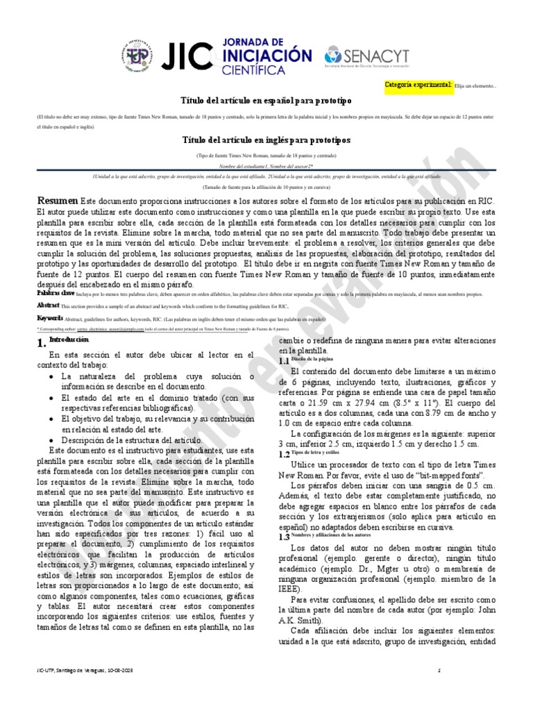 Instructivo para Autores Experimental JIC | PDF | Comunicación escrita