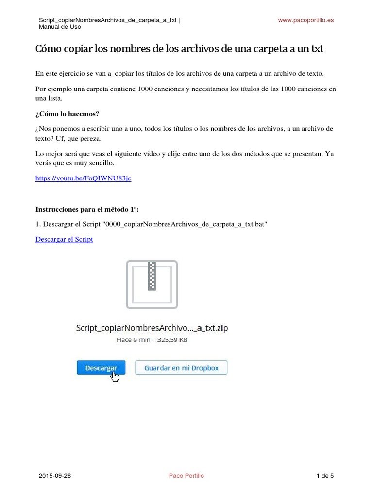 Script CopiarNombresArchivos de Carpeta A TXT Manual de Uso | PDF ...
