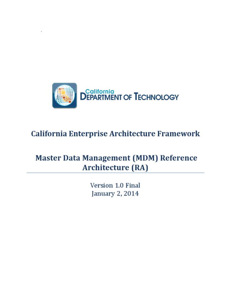 EA Master Data Management MDM V1 | PDF | Enterprise Architecture | Data ...