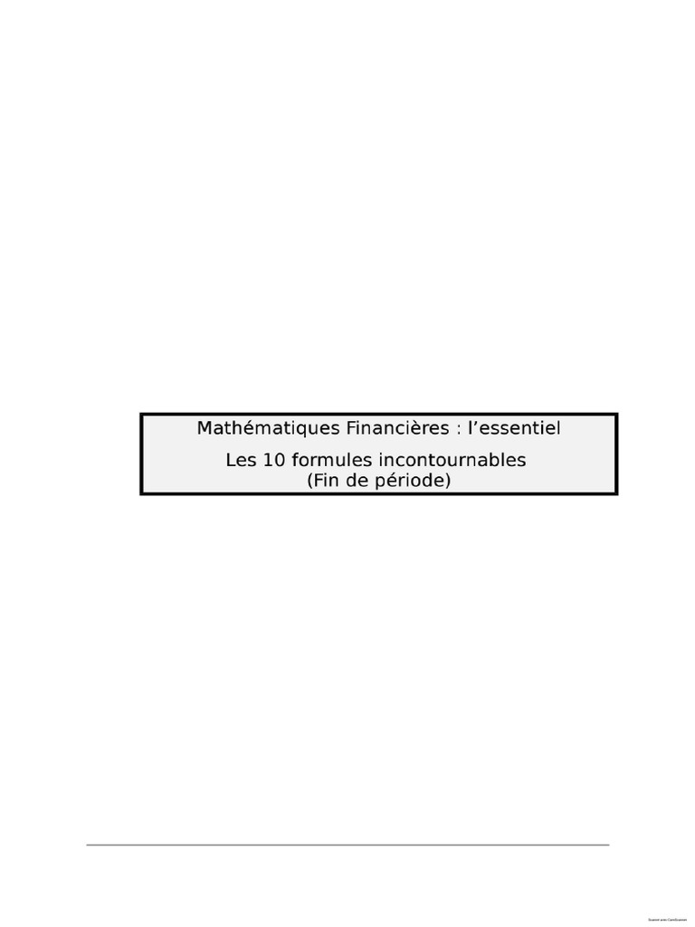 Formules Mathématiques Financières | PDF