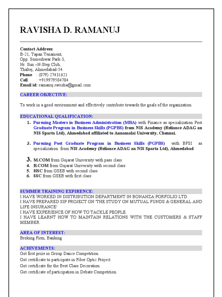 CV Ravisha | PDF | Business | Social Science