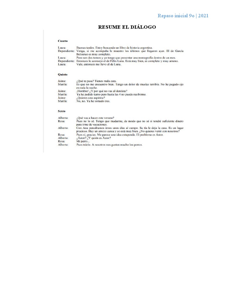 Repaso Incial 9o Grado | PDF