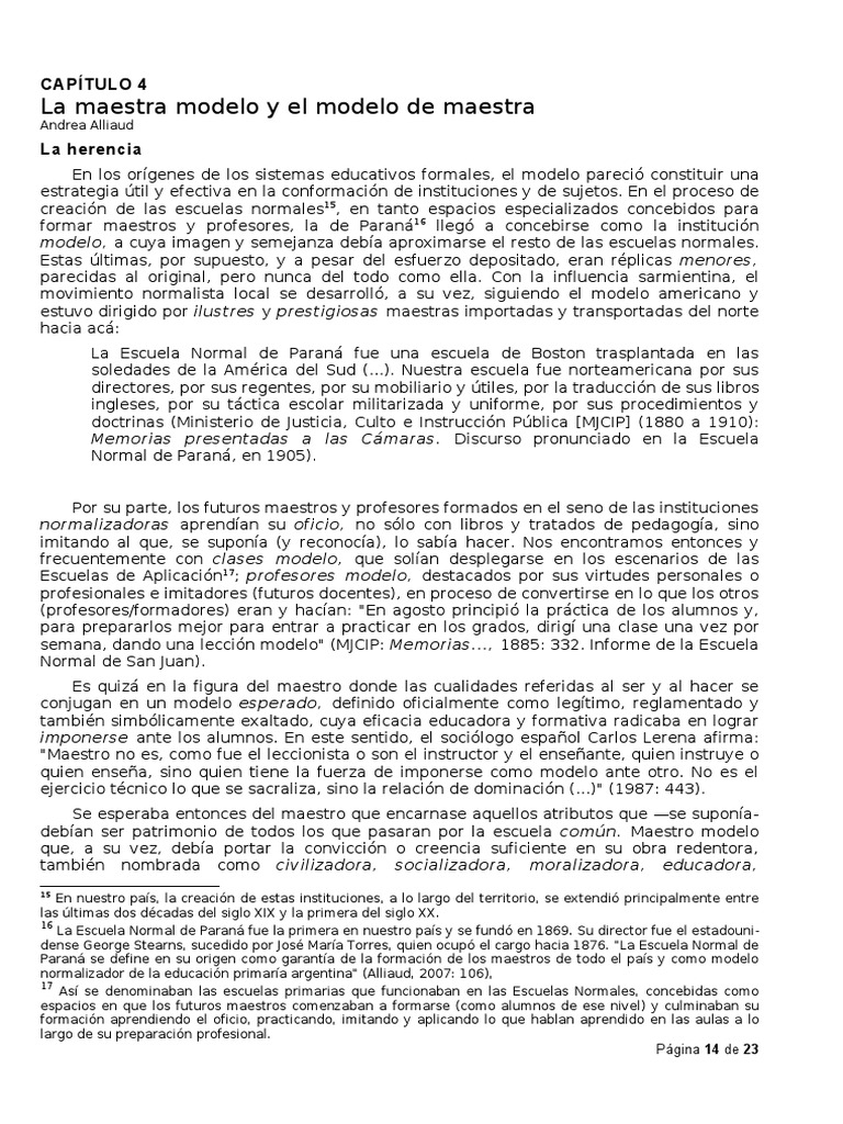 ALLIAUD-la Maestra Modelo-Cap.4 | PDF | Enseñando | Aprendizaje