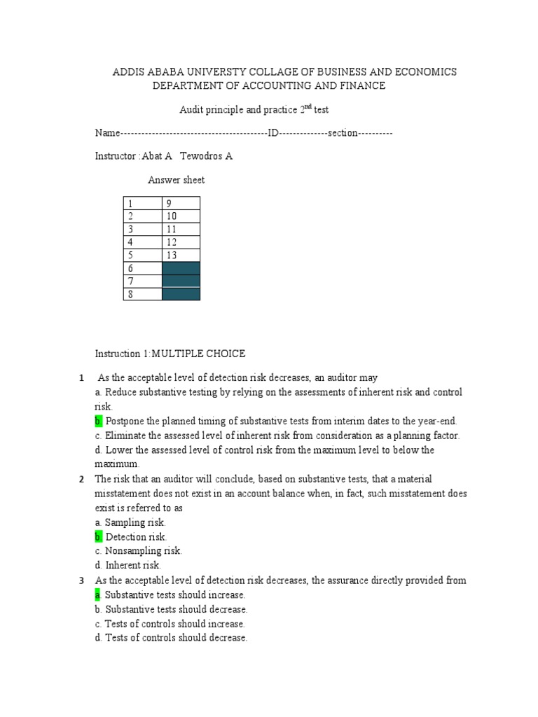 Audit 2 Test About Materilaity | PDF | Financial Audit | Audit