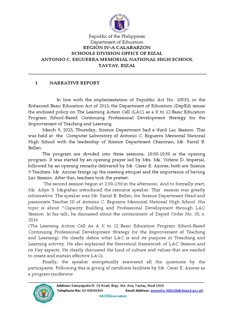 Capacity Building Through Learning Action Cells: A Report on the Third ...