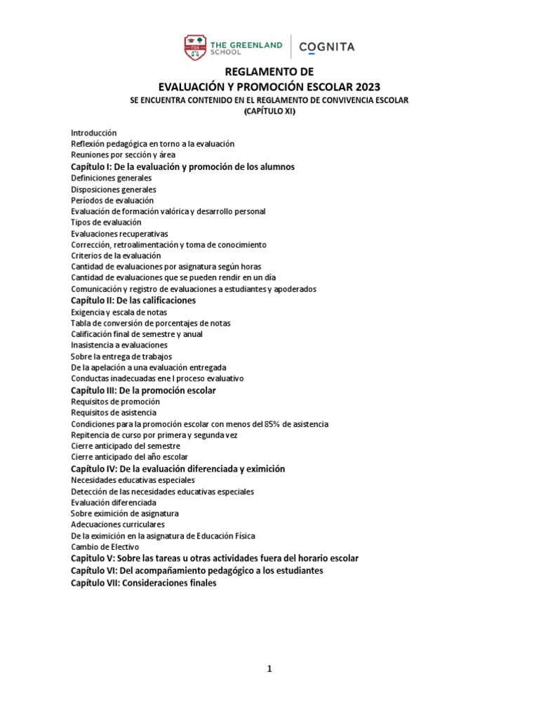 Reglamento Evaluacion y Promocion 2023 | PDF | Evaluación | Enseñando