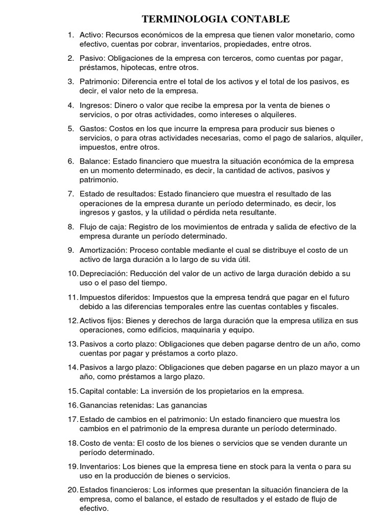 Terminologia Contable 2 | PDF | Contabilidad | Estado de resultados