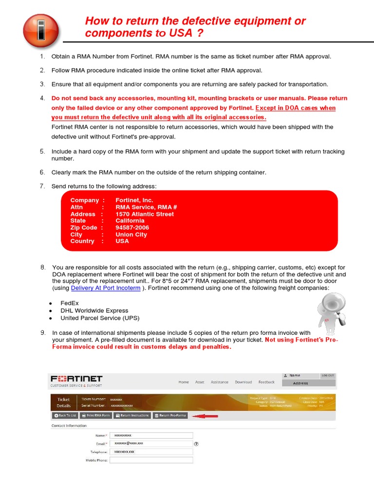 Fortinet RMA Return Procedure Guide | PDF