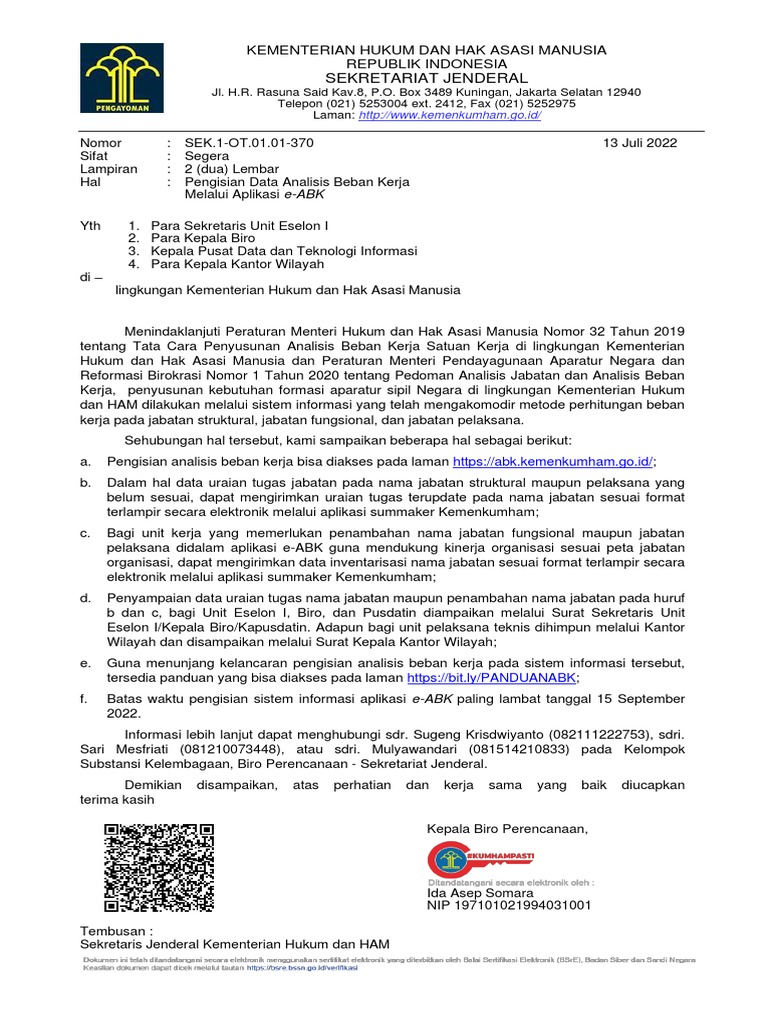 Surat Karoren Pengisian Aplikasi ABK 2022 | PDF