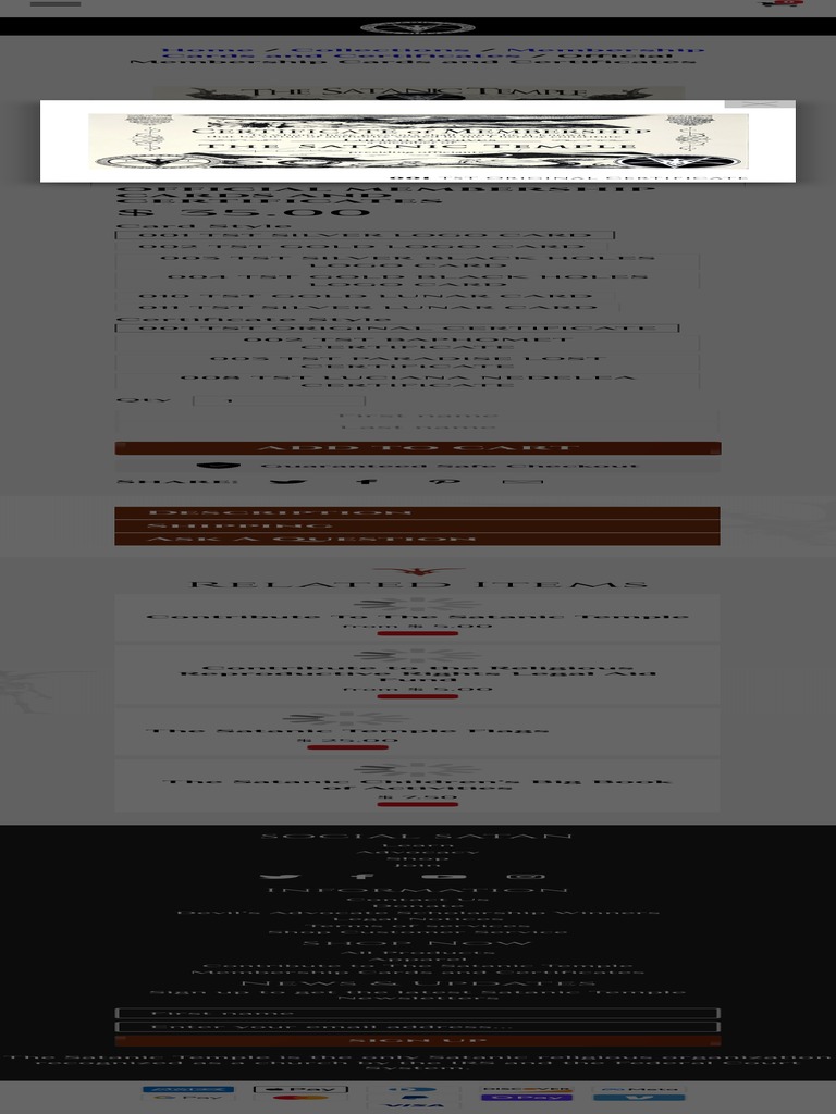 Official Satanic Temple Membership Cards | PDF