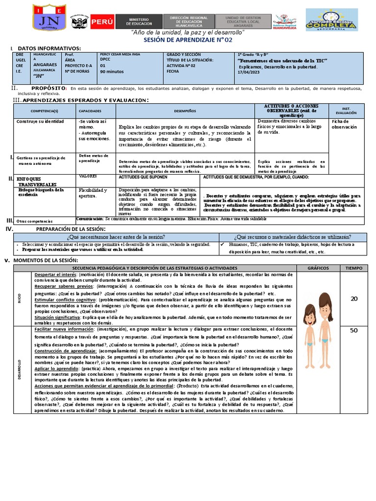 1.2 - Sesion de 1° Grado DPCC | PDF | Aprendizaje | Evaluación