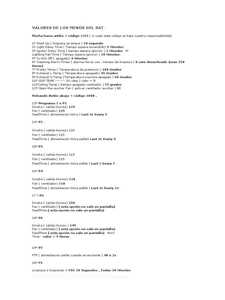 Parametres Fabrica 12kw | PDF