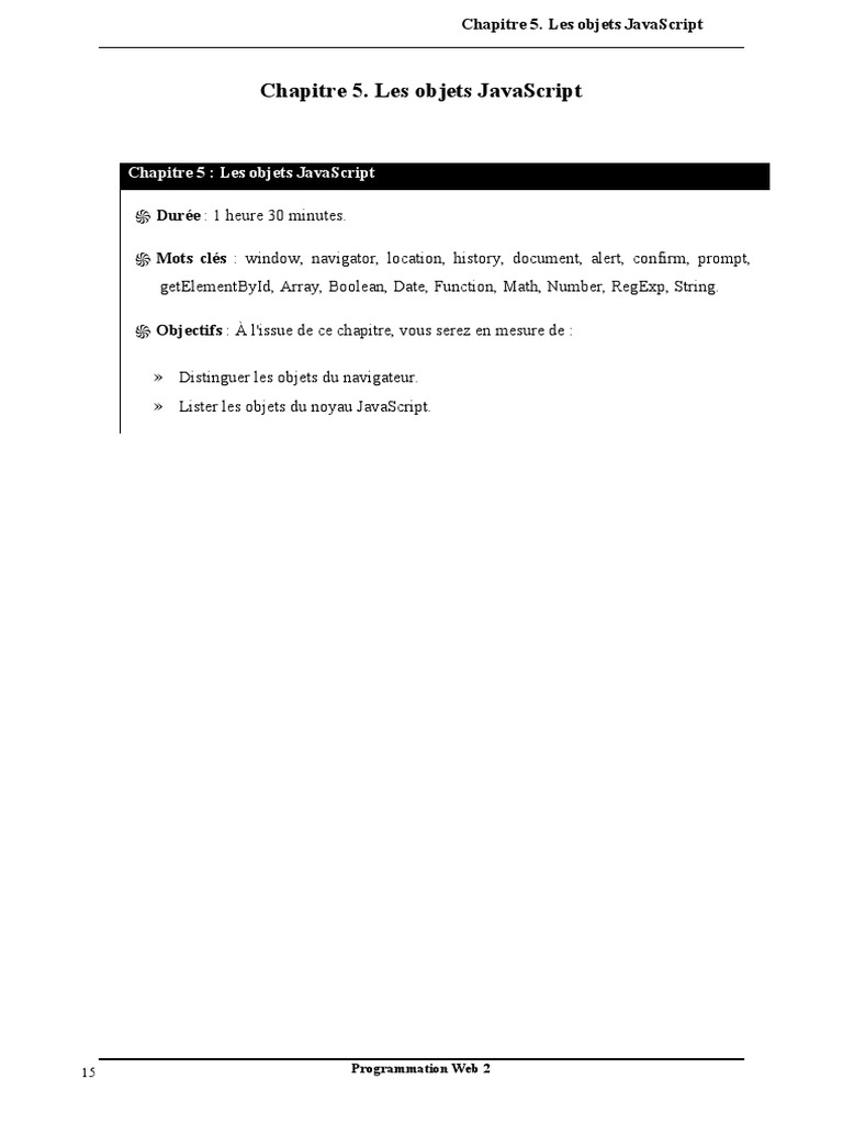 CH 5 Les Objets Javascript | PDF