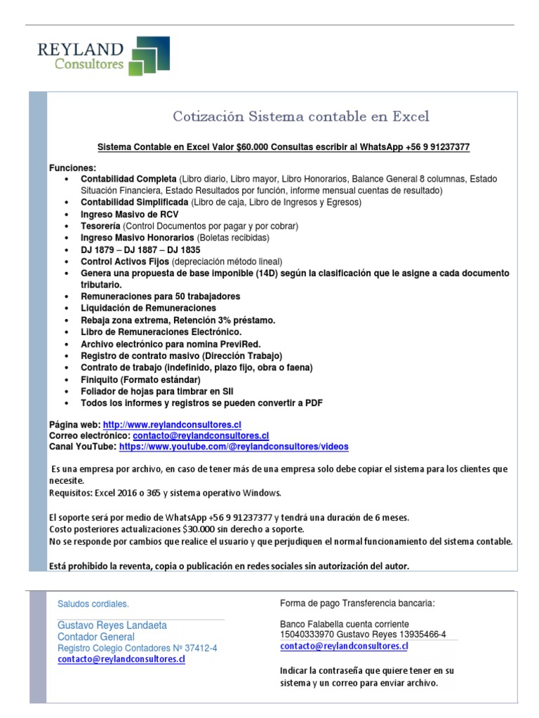 Cotizacion Sistema Contable en Excel-8 | PDF | Contabilidad | Business