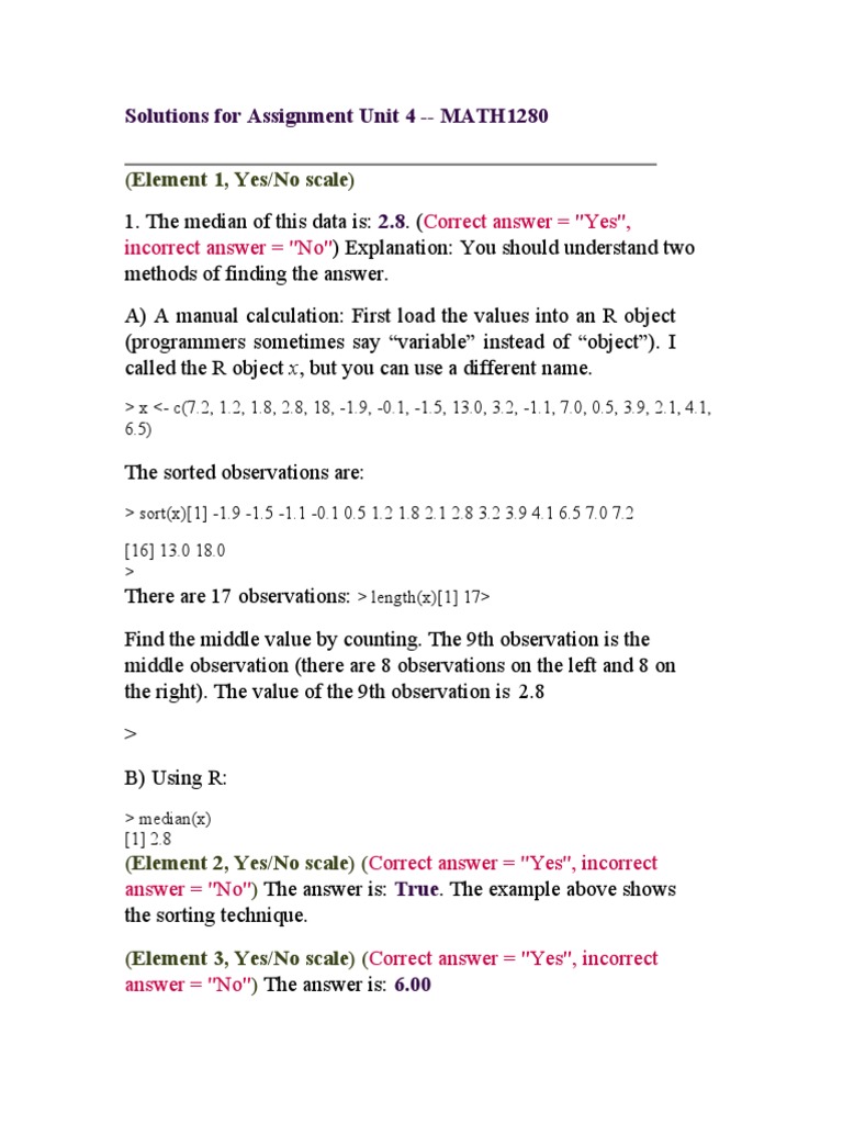 MATH1280 Unit 4 Discussion Assignment Solutions v20222023 | PDF