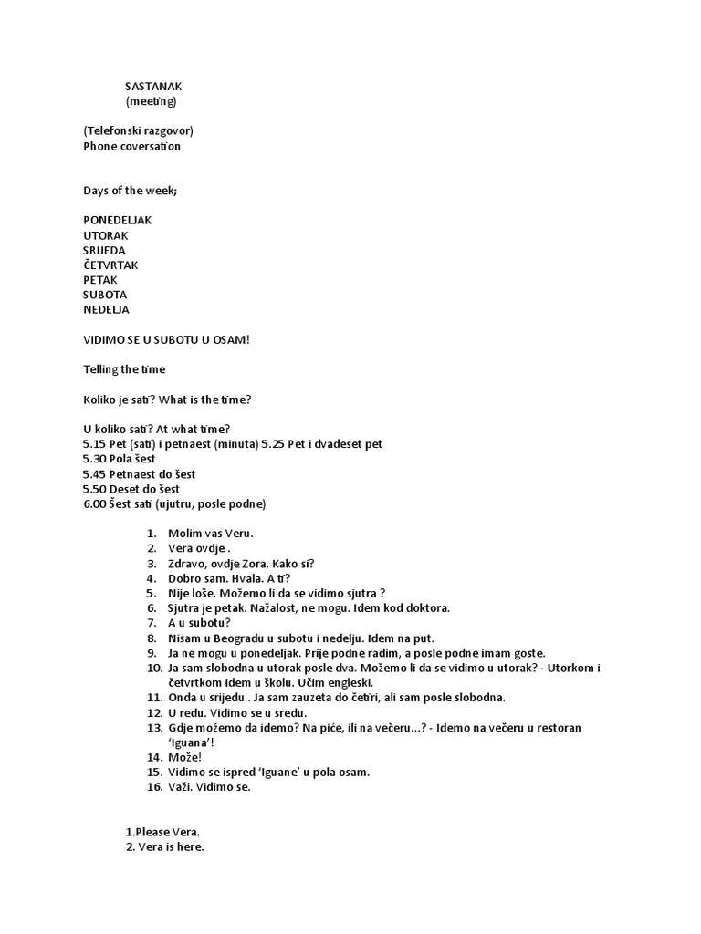 Dani U Nedelji | PDF | Cuisine | Eating Behaviors Of Humans