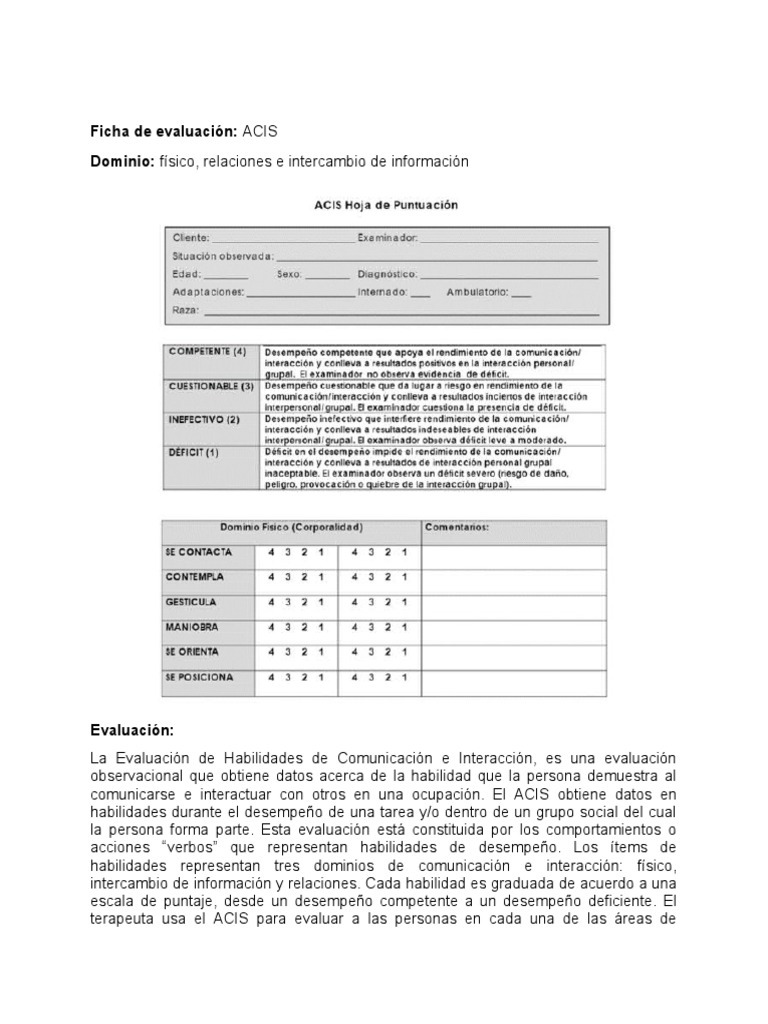 ACIS--DOWNTON. | PDF | Comunicación | Evaluación