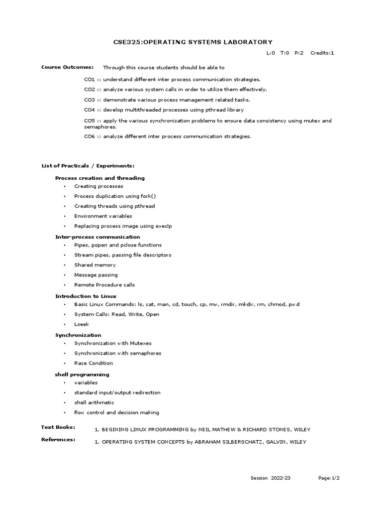 Cse-325 (O S Lab) | PDF