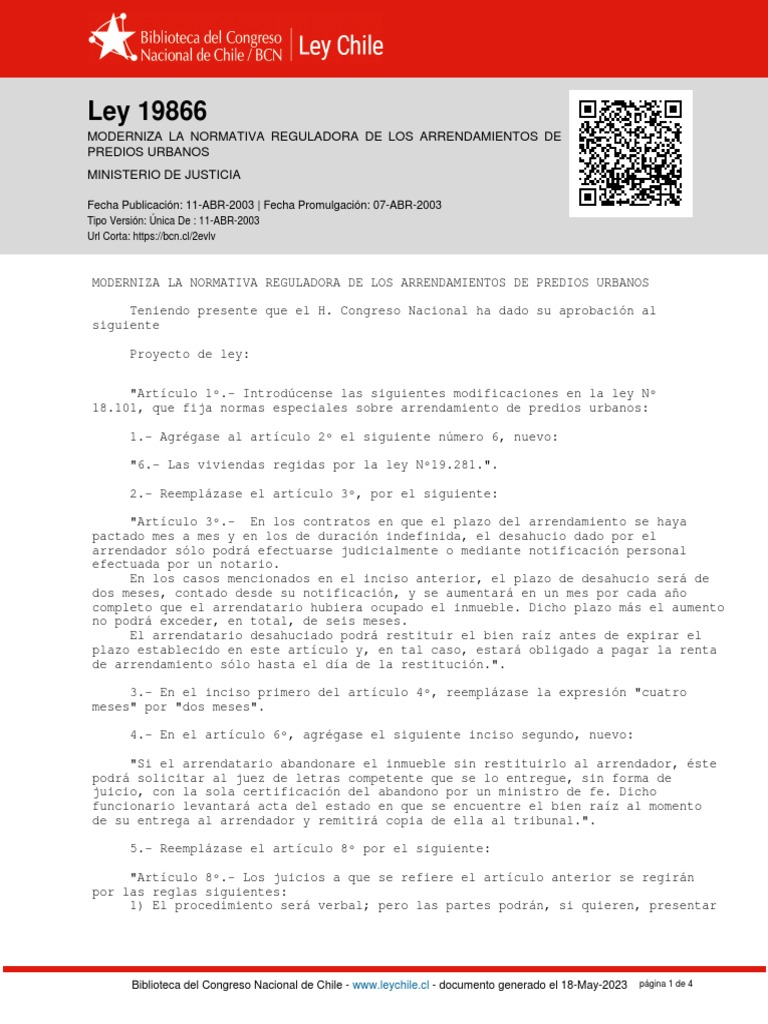 Ley 19866 - 11 Abr 2003 | PDF | Demanda judicial | Sentencia (ley)