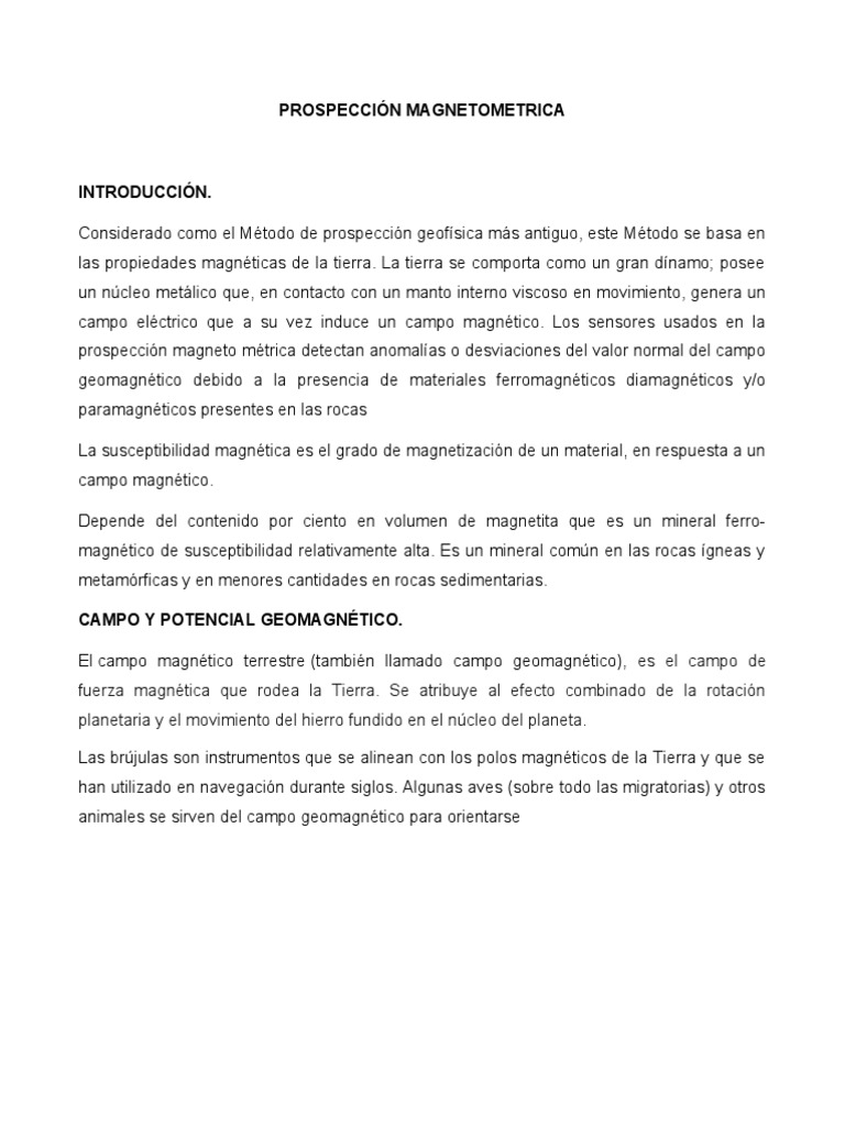 Exploración magnética: una introducción al método geofísico para la ...