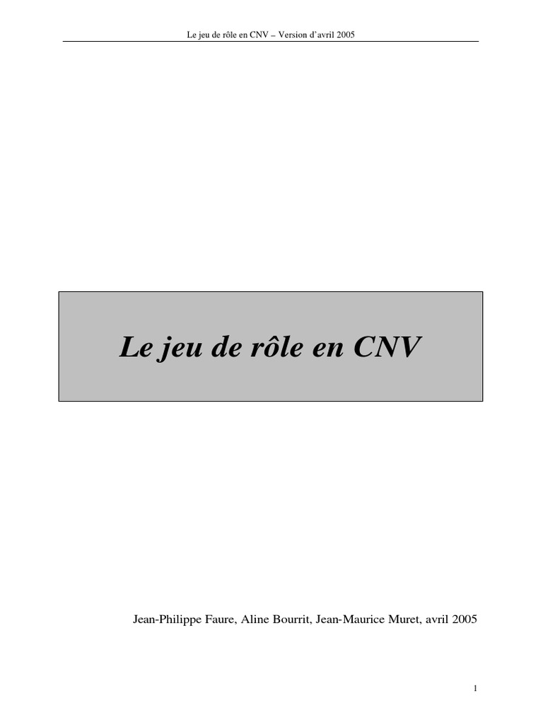 Le Jeu de Role en CNV-2 | PDF