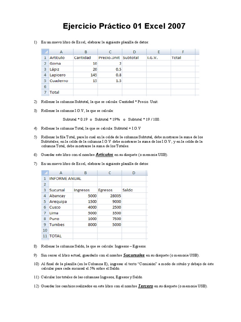 Ejpractico 1 Excel | PDF