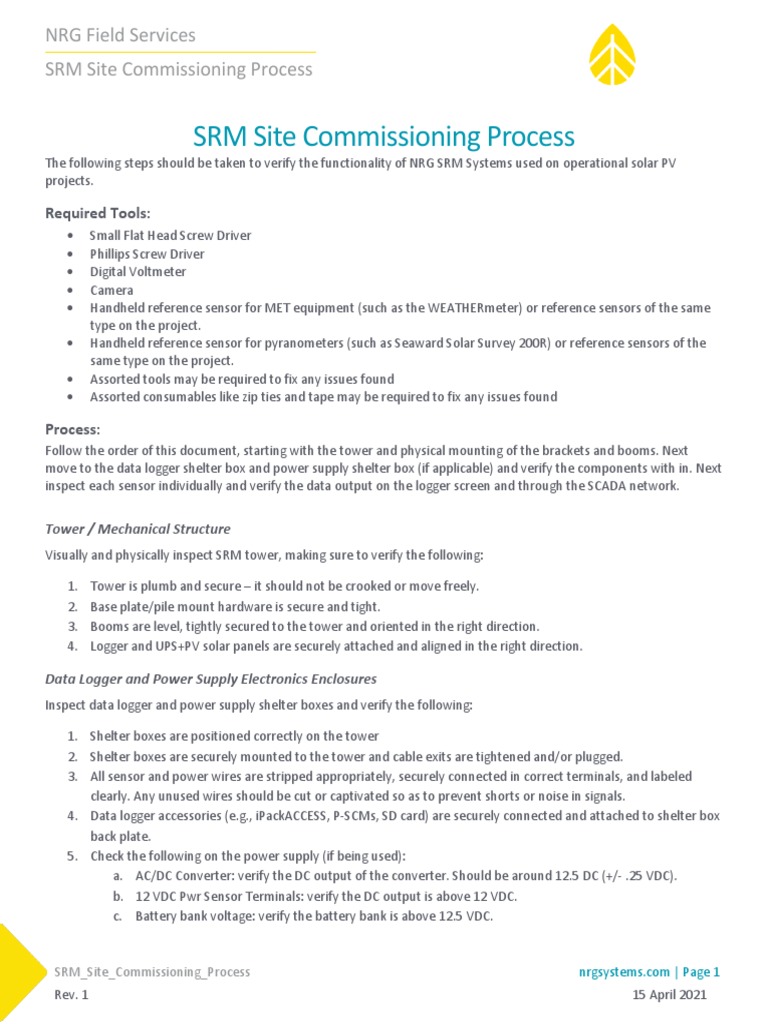 NRG Systems SRM Station Verification | Download Free PDF | Direct ...
