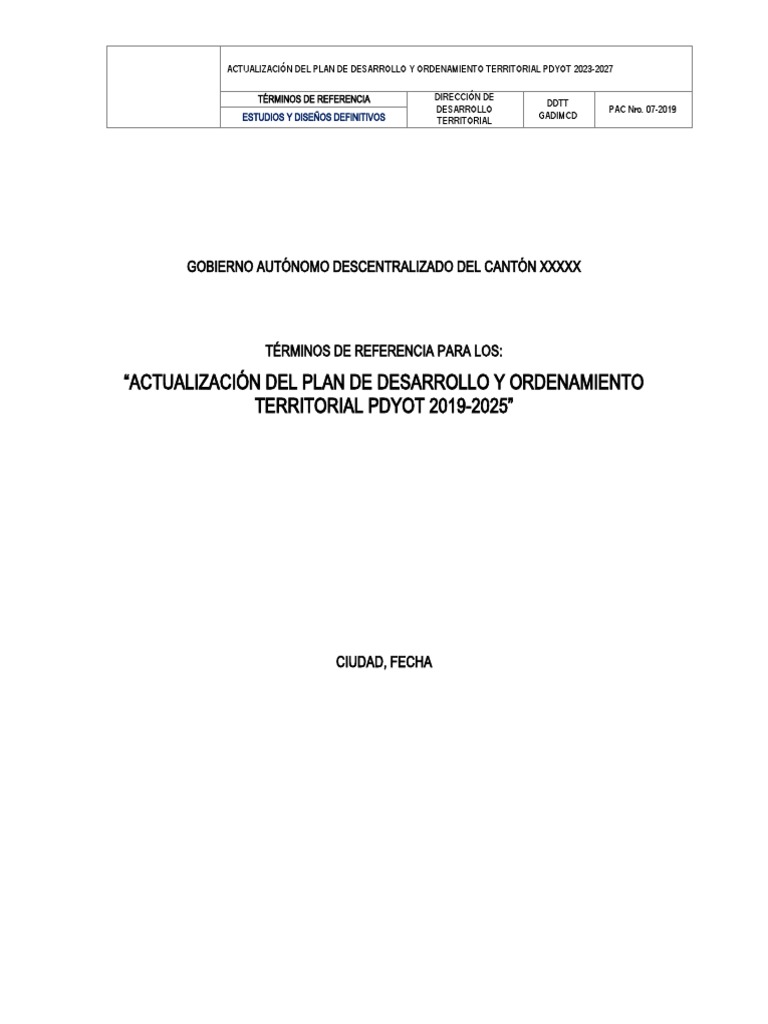 Formato TDR Pdot) | PDF | Planificación urbana | Planificación