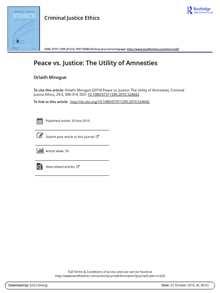 Peace Vs Justice The Utility of Amnesties | PDF | International ...