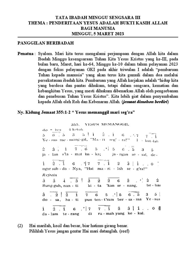 Ibadah Minggu Sengsara III: Kasih Allah | PDF | Filsafat | Agama & Spiritualitas