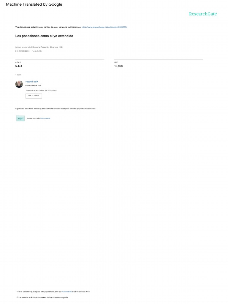 Possessions and The Extended Self | PDF | Comportamiento | Marca