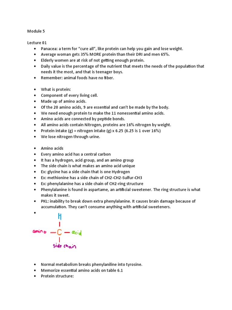 Nutrition Module 5 | PDF | Proteins | Amino Acid