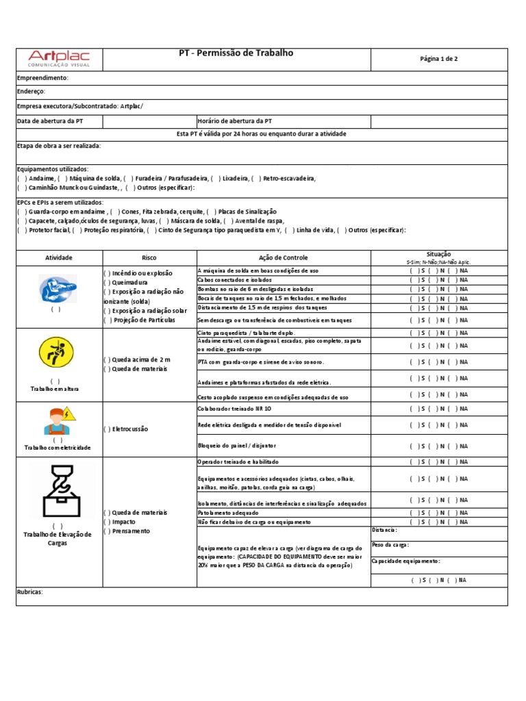 PT Formulário - Permissão de Trabalho | PDF