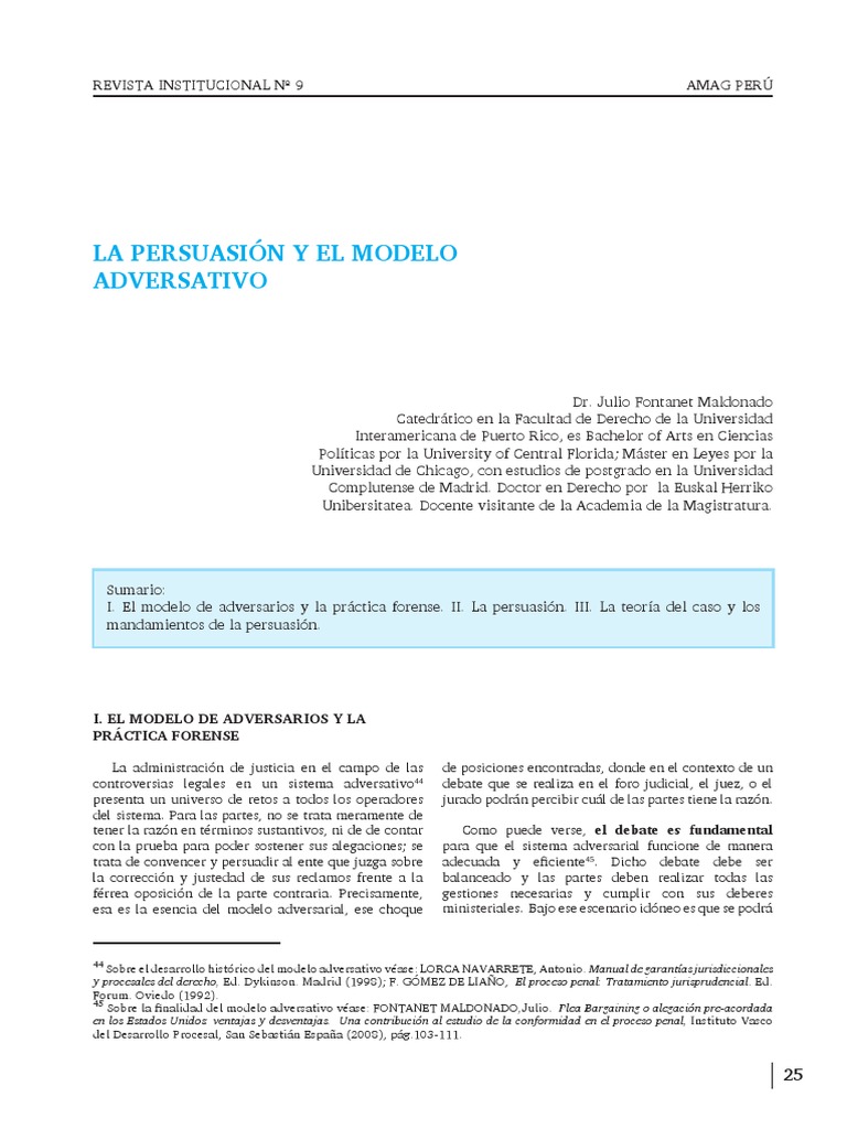 Lectura 3. La Persuasión y El Modelo Adversativo. | PDF | Testigo ...