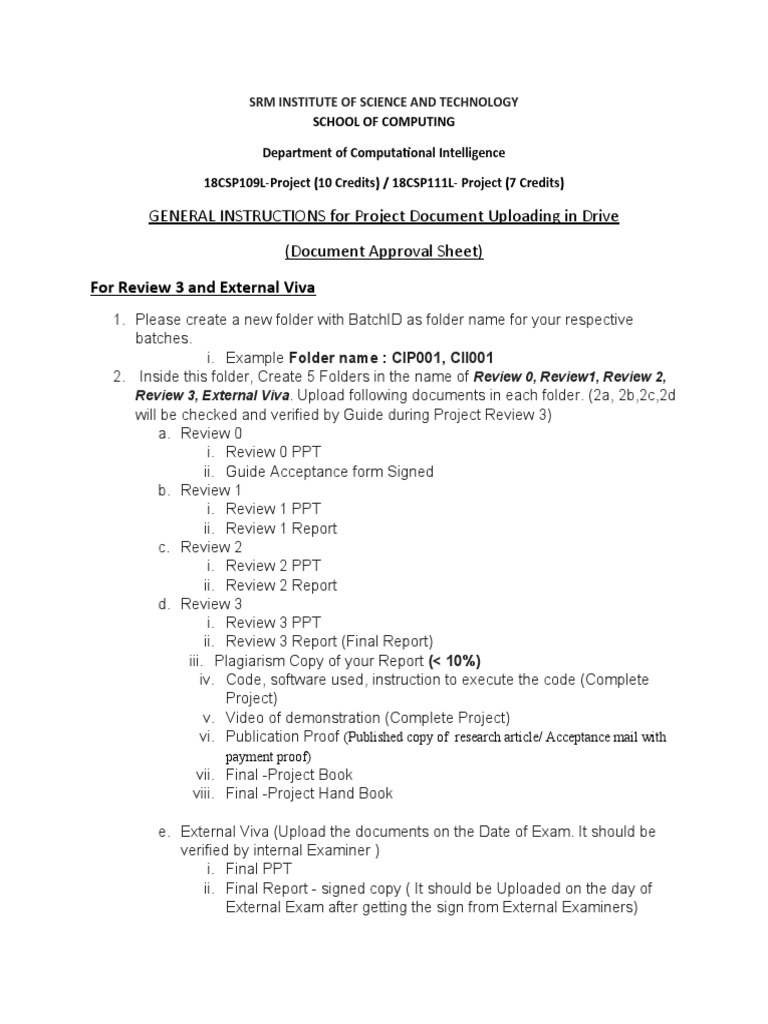 Report Submission Instructions With Document Approval Sheet | PDF | Computing