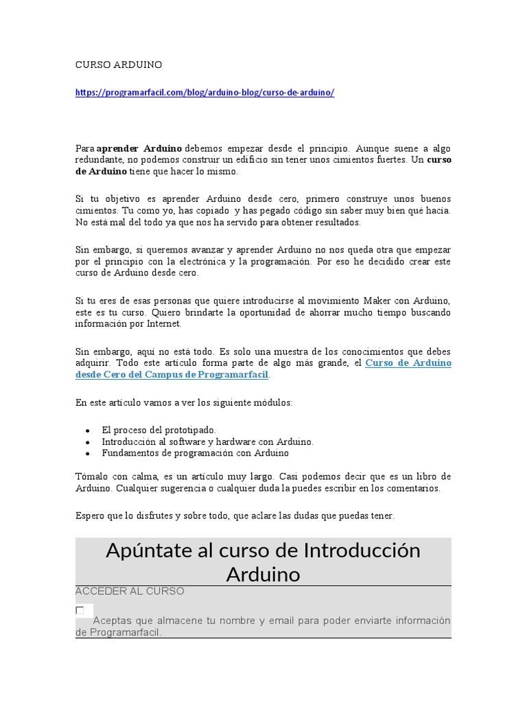 CURSO ARDUINO | PDF | Arduino | Microcontrolador