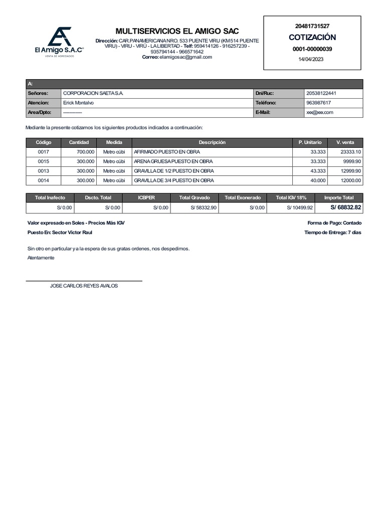 Cotización de materiales de construcción para obra | PDF
