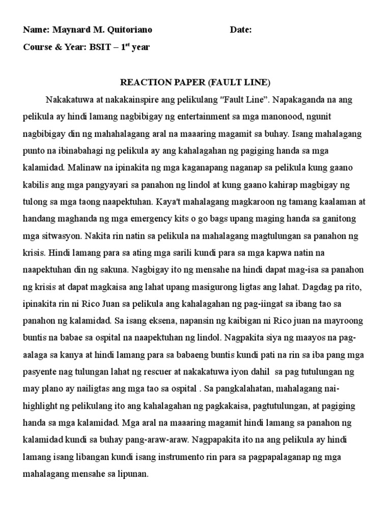 Reaction Paper | PDF