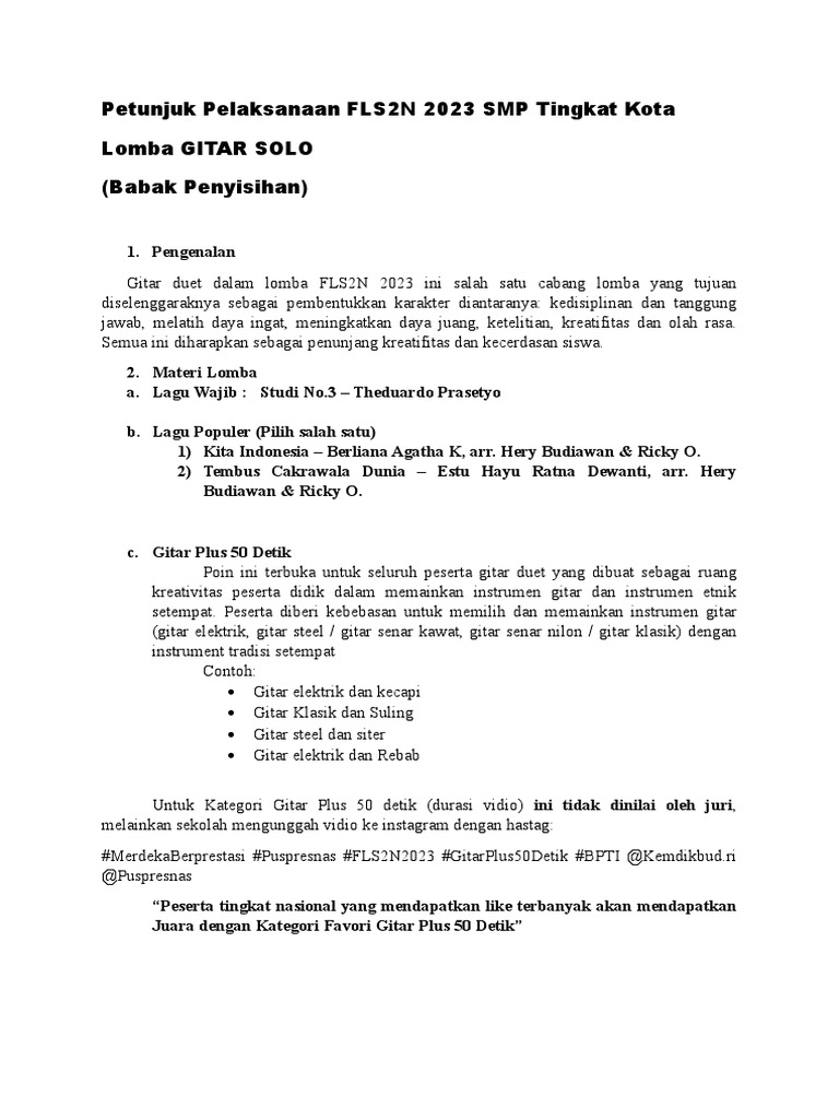 Juknis Gitar Duet FLS2N 2023 | PDF