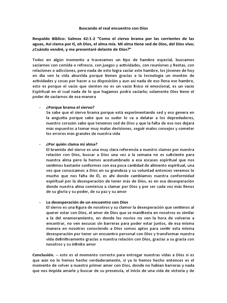 Buscando El Real Encuentro Con Dios | PDF