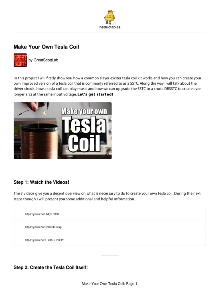 DIY Tesla Coil Guide for Hobbyists | PDF | Electronic Engineering ...
