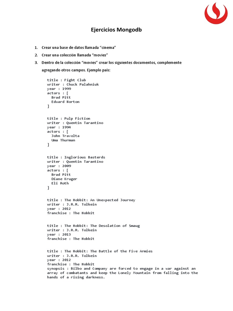 Ejercicios Mongodb.pdf | PDF